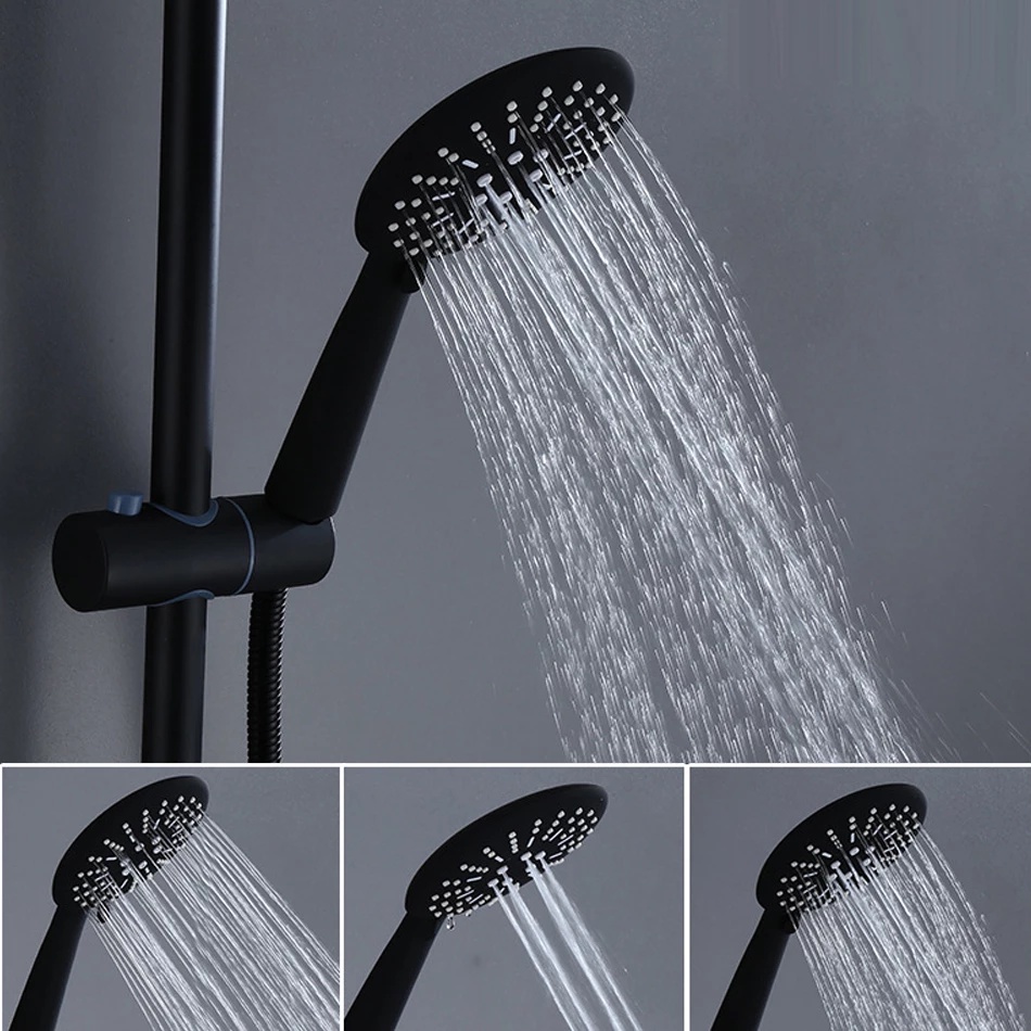 Vhorse Black Telephone shower with pair with 1.5m hose and shower stand ...