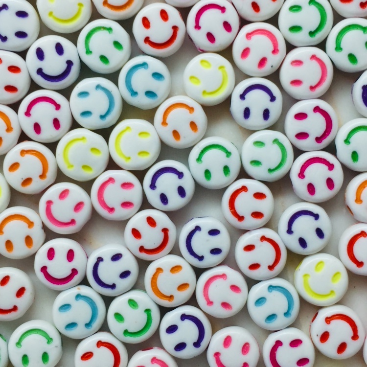 6mm / 100 pcs Round Smiley Emoji Crystal Acrylic Charm DIY Beads ...