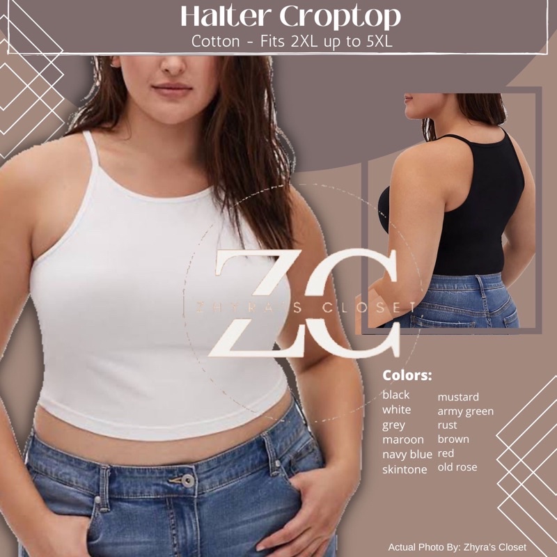 Plus Size CROP-TOP Halter Sando croptop | Shopee Philippines