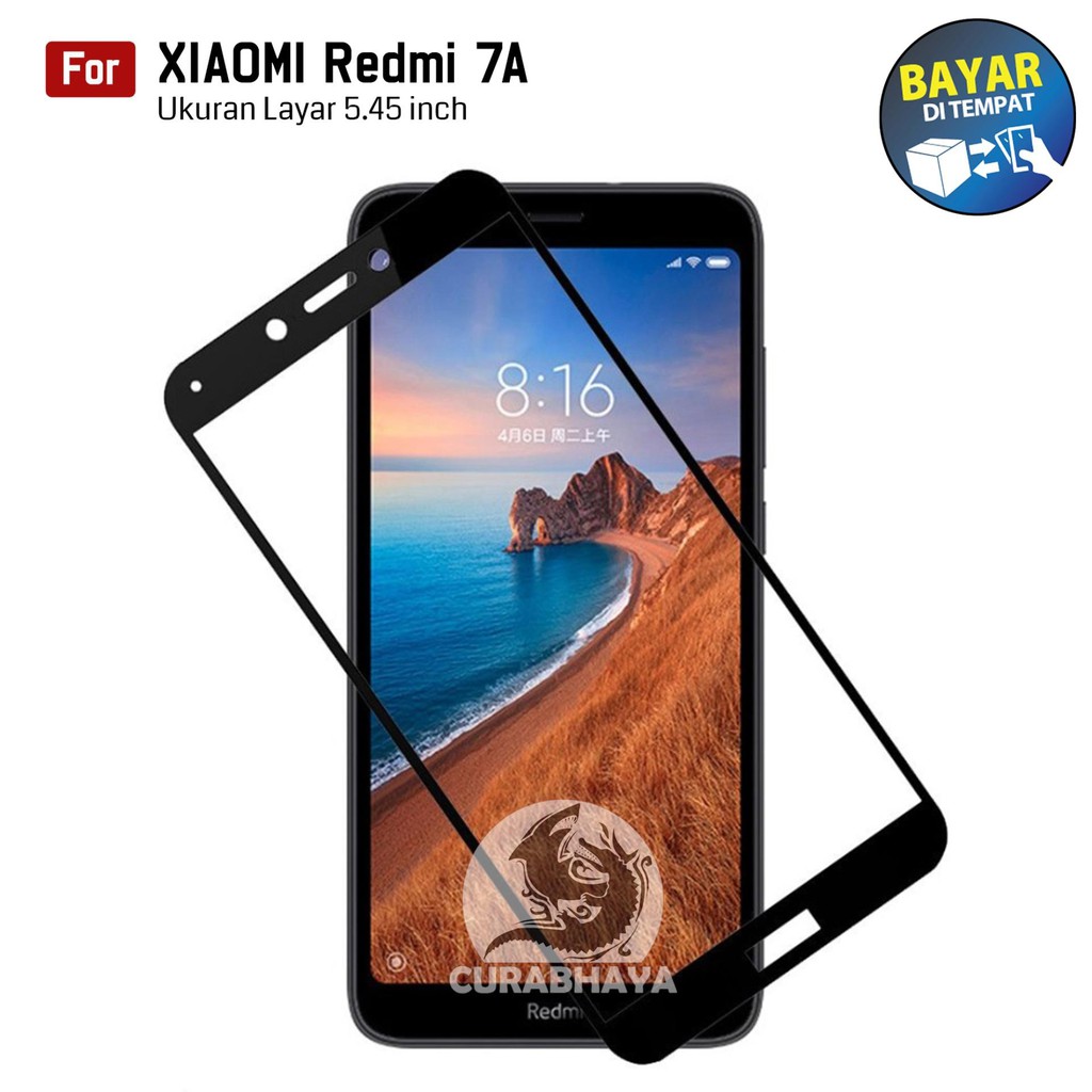 Full Cover Tempered Glass for Xiaomi Redmi 7A Premium 9H Curved Edge ...