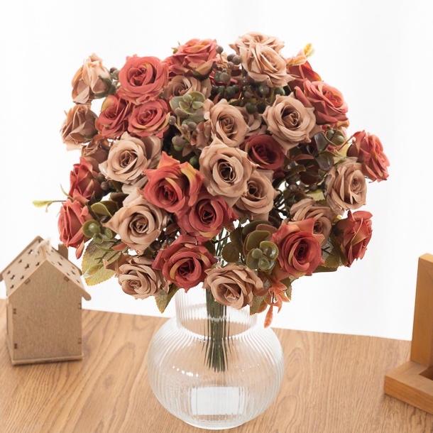 European-style Retro Rose Artificial Flowers Small Rose Fake Flower ...