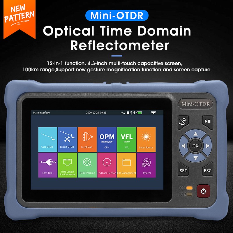Mini OTDR Fiber Optic Reflectometer VFL OLS OPM Event Map 24dB 100km ...