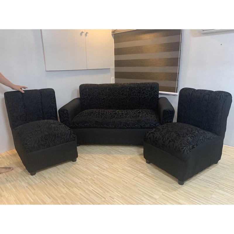SALA SET BLACK VELVET FABRIC | Shopee Philippines