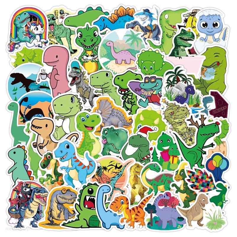 50PCS Cute Little Dinosaur Stickers Waterproof Graffiti Sticker Scooter ...