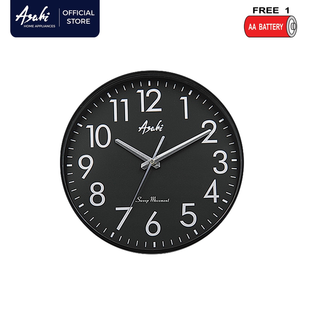 Asahi HC 2312 B Silent Sweep Round Wall Clock 12 inches | Shopee ...