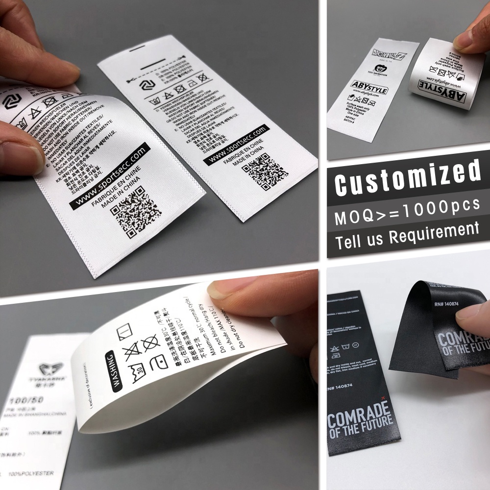 wash tag care label customized silk washed label print clothing tag ...