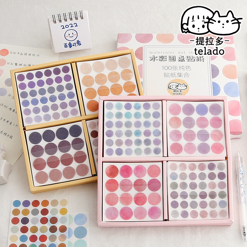 1 Box of 100 Telado Color Dot Stickers DIY Cute Stickers Index Stickers ...