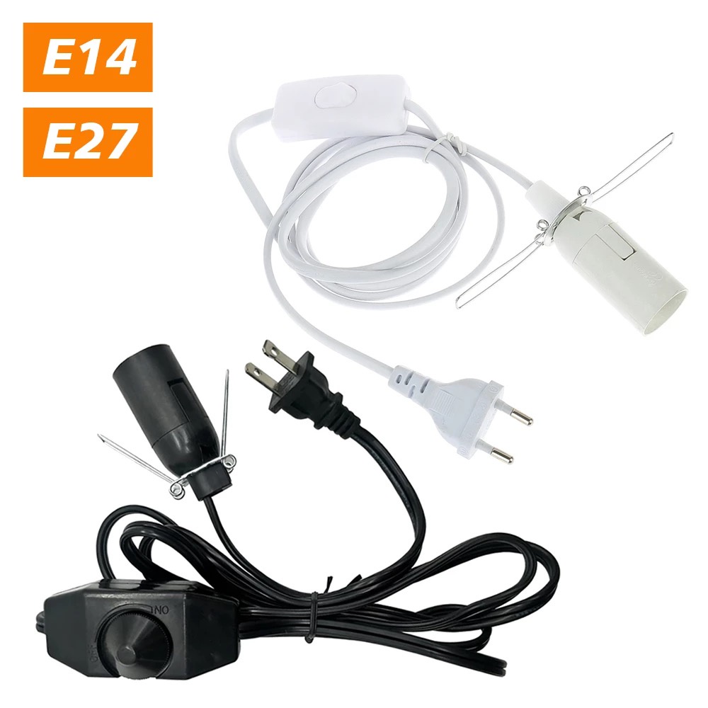 1.8m Power Cord Cable with Dimmer ON OFF Switch Metal Clip E14 E27 Lamp ...