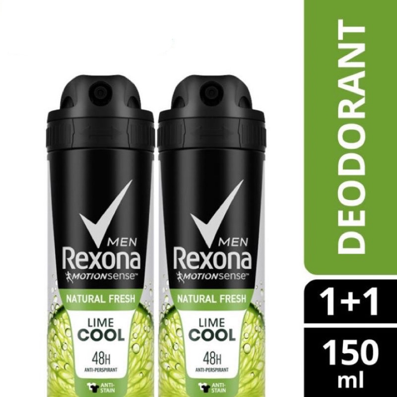 Rexona Men Natural Fresh Deodorant Spray Lime Cool 150ml x2 | Shopee ...