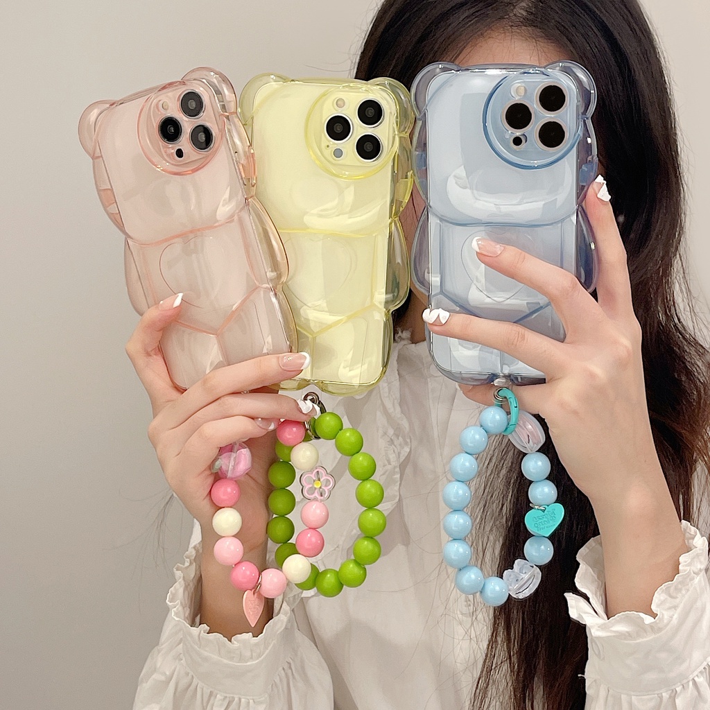 ins transparent three-dimensional bear compatible for iPhone 13 ...