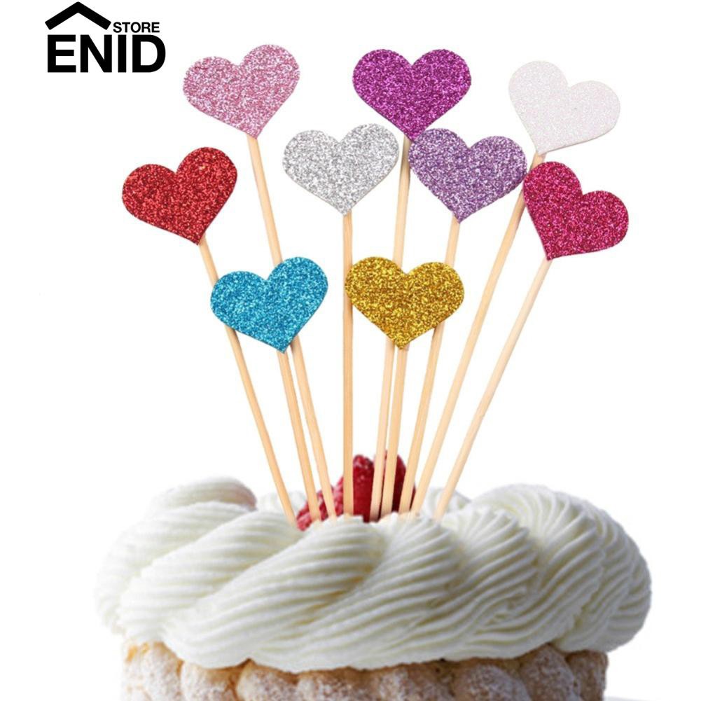 ENID 10 Pcs Glittering Birthday Cake Topper Party Food Decor | Shopee ...