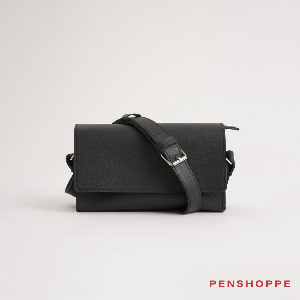 Penshoppe Minimalist Flap Sling Bag For Men and Women (Black) | Shopee ...