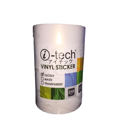 ITECH Vinyl Sticker Waterproof Matte/Glossy 1 Roll (210 mm x 50 meters ...