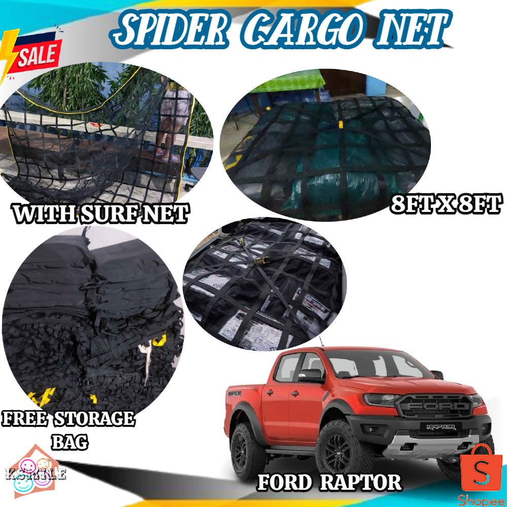 SPIDER CARGO NET FOR FORD RAPTOR Pick up Truck|Adjustable Strap & Free ...