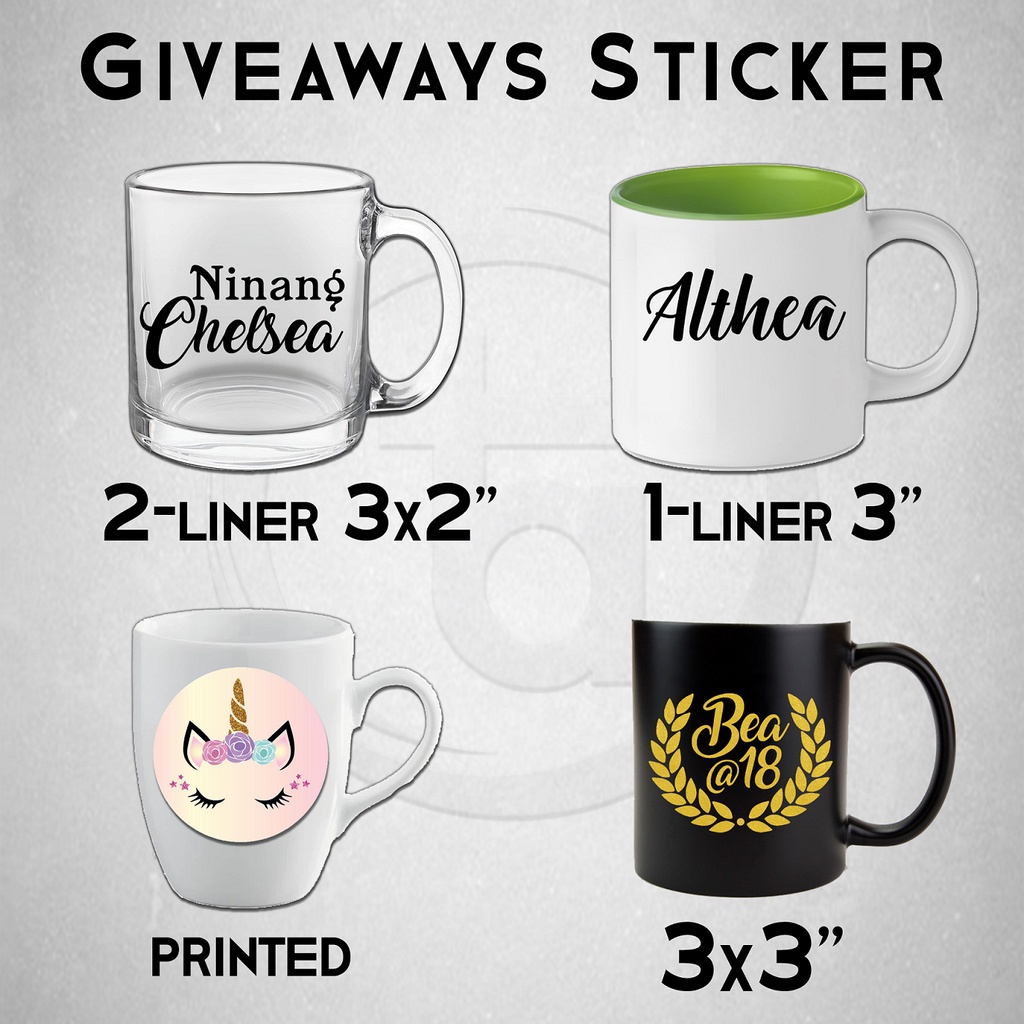 (Sticker Only) Custom Label for Mug Vinyl Decal Name Gift Giveaway ...