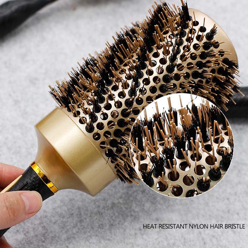 Hair salon round comb pig bristle ceramic aluminium tube roller comb ...