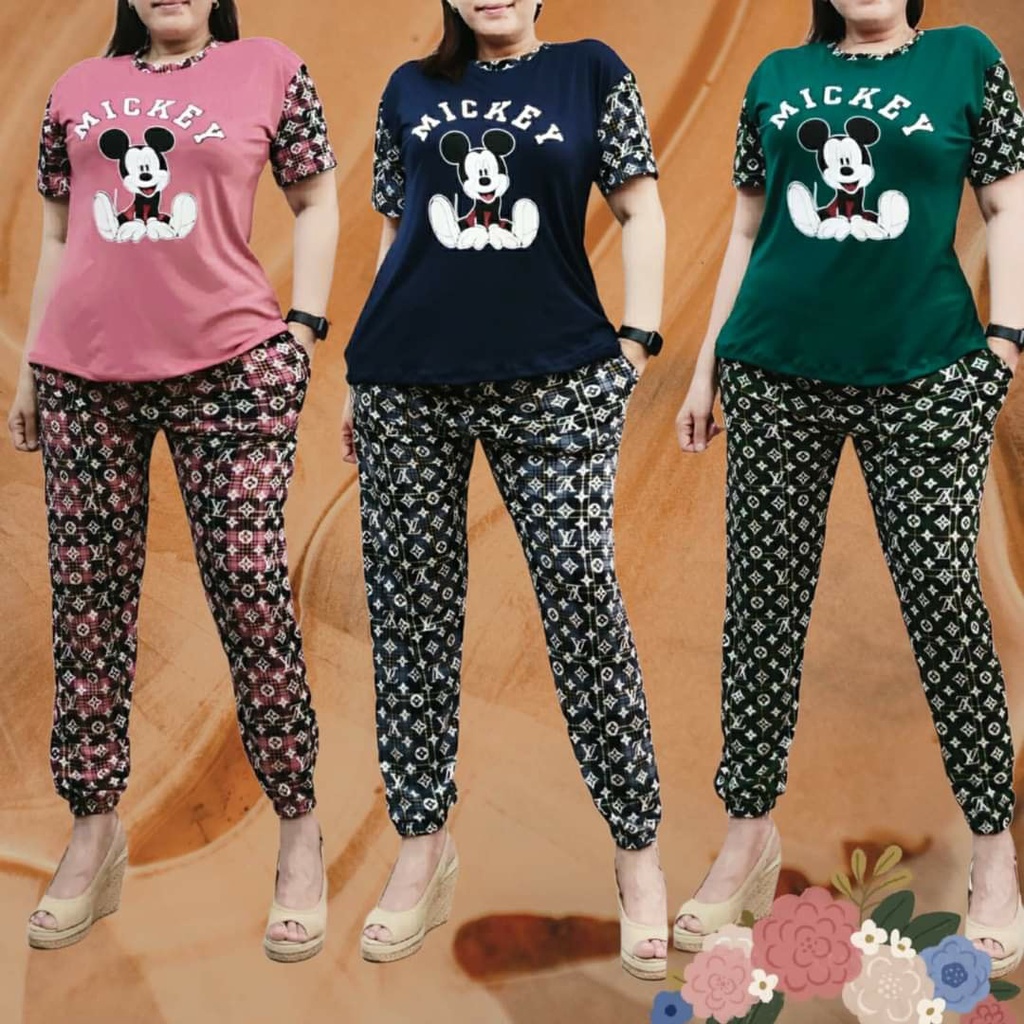 D45 Trendy Terno Jogger Pants and T shirt for Women (FIT UP TO 2XL ...