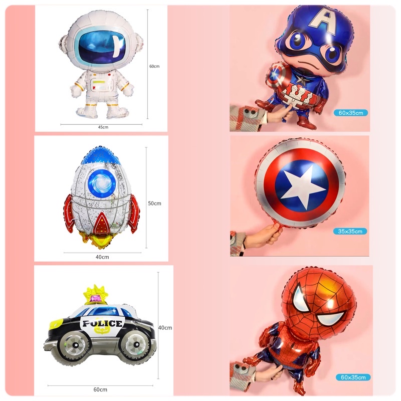 Balloon Decorations Boy Spider Man Captain America Rocket Police Car ...