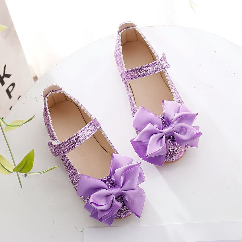 Flowers Children Girls Sequins Purple Gold Princess Shoes For Kids Baby ...