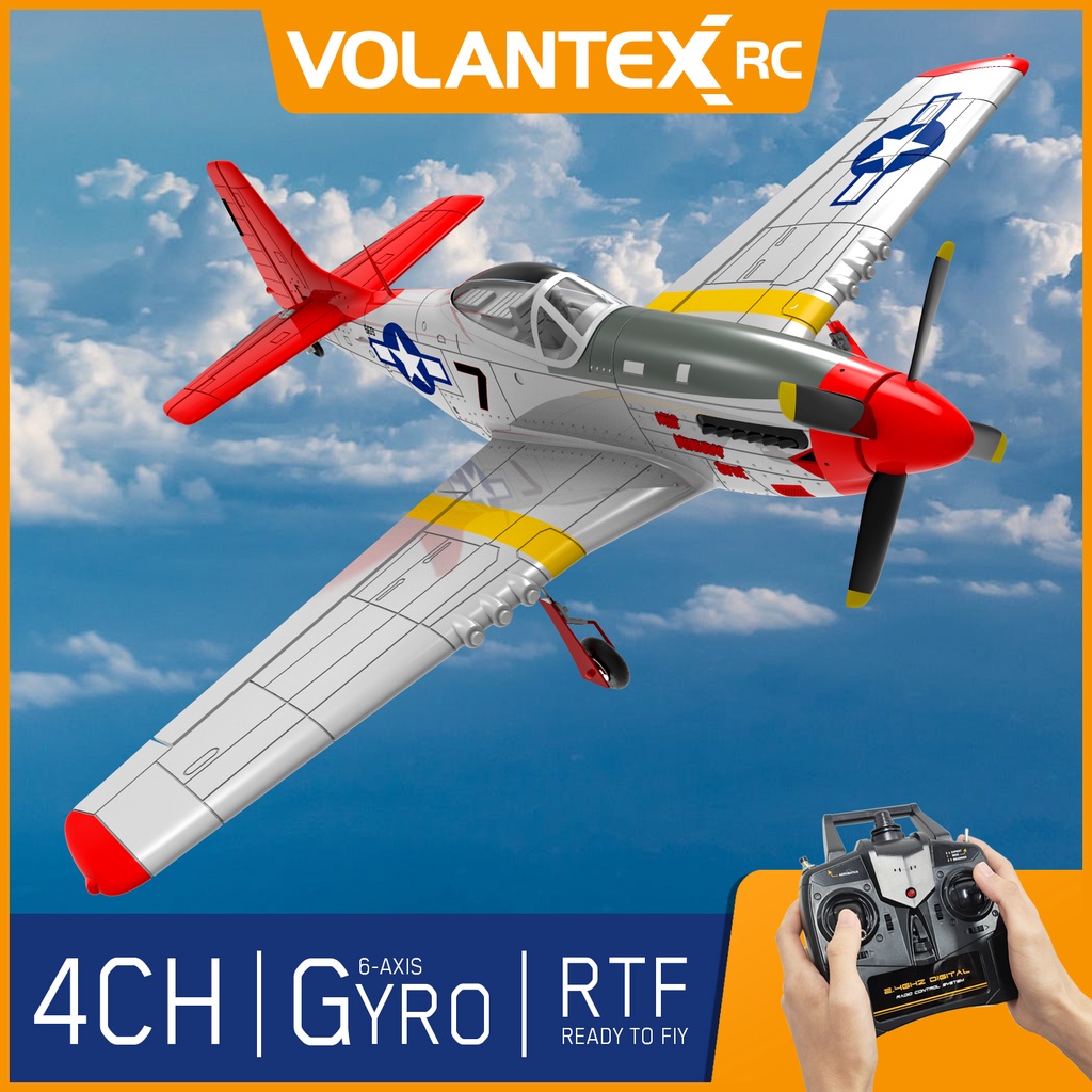 VOLANTEXRC RC Plane 2.4Ghz Mustang P51D 750mm Wingspan Fixed Wing EPO ...