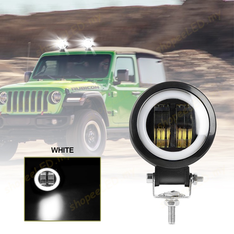 Motorcycle headlight light bar Work bar Angel Eyes Light 3Inch 6000K ...