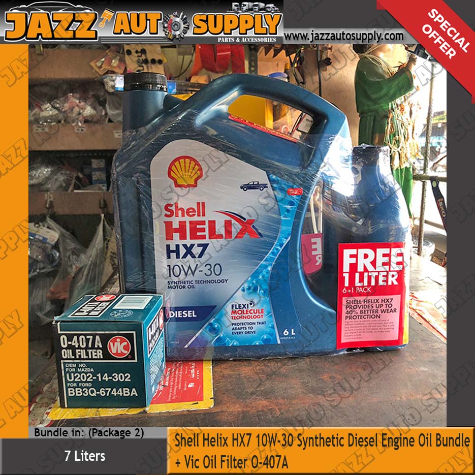 Shell Helix HX7 Diesel 10W-30 Synthetic Engine Oil Bundle + Vic Oil ...