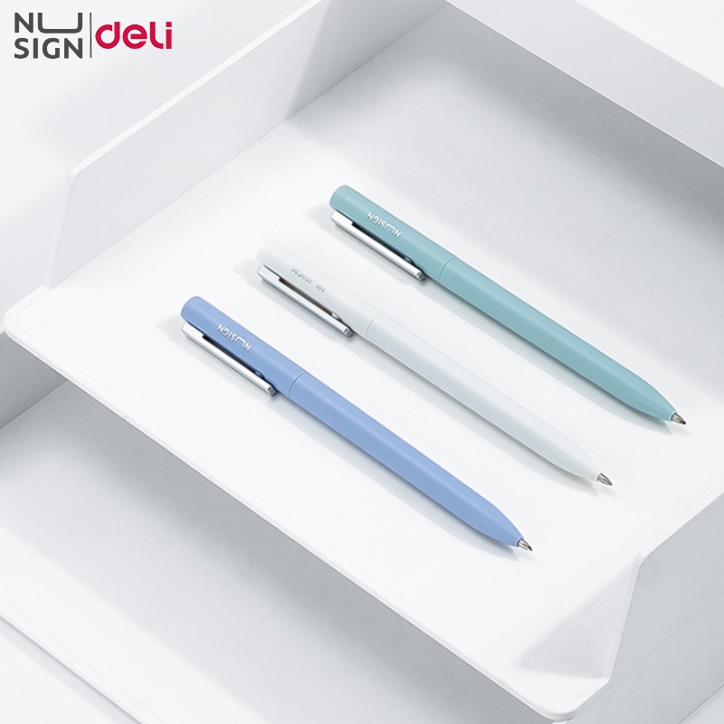 Nusign by Deli Ballpen 0.5mm Black Ink Writing Gel Pen Stationery ...