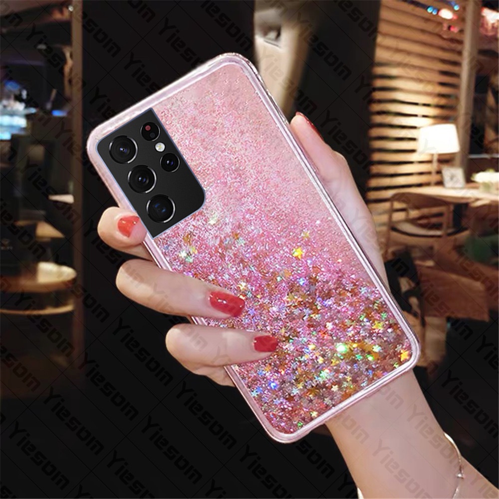 Samsung Galaxy S21 S20 Ultra S20 FE S21Plus S10 Lite S9 Plus Liquid Quicksand Bling Glitter Soft ...