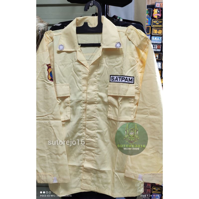 Pdl men's long-sleeved security guard uniform, cream color | Shopee ...