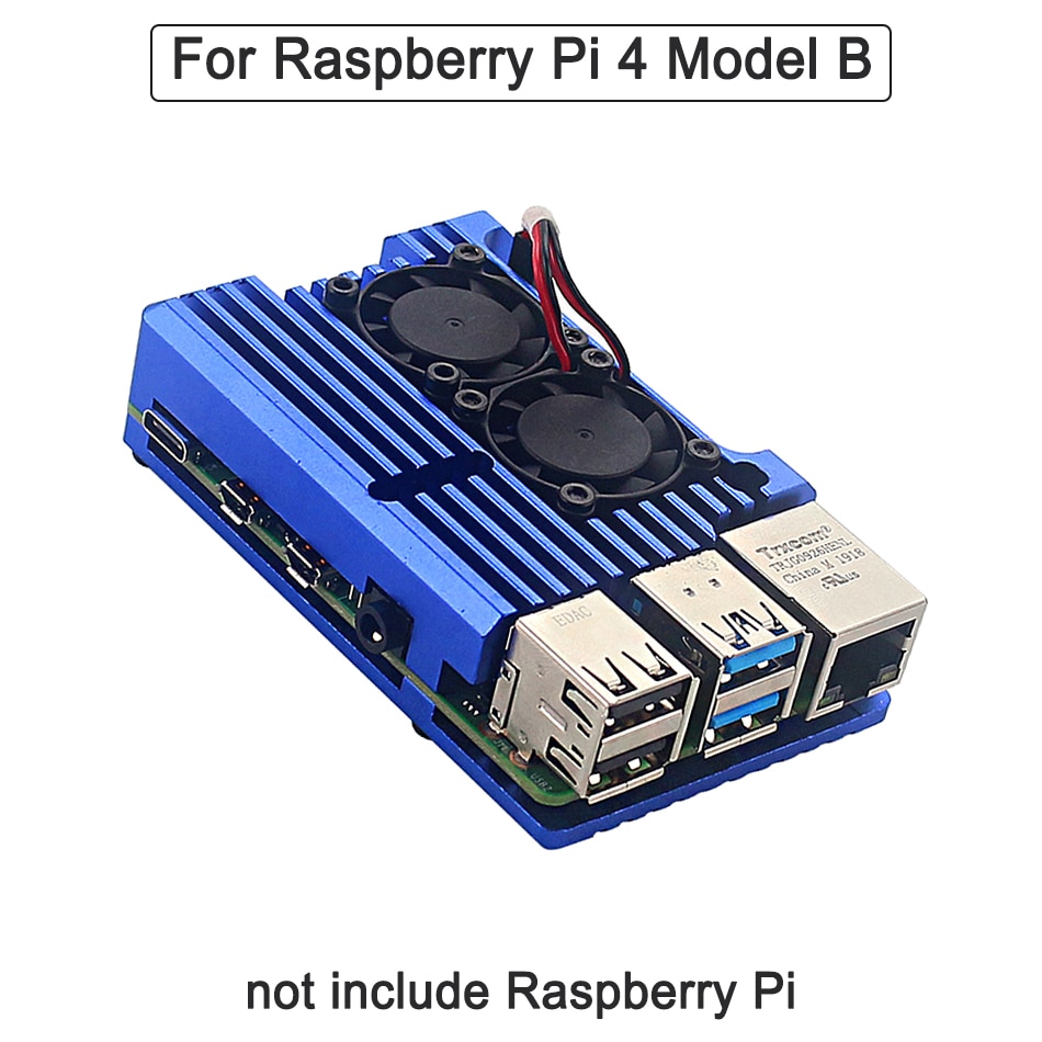 Raspberry Pi 4 4B Metal Case Raspberry Pi Case with Dual Cooling Fan ...