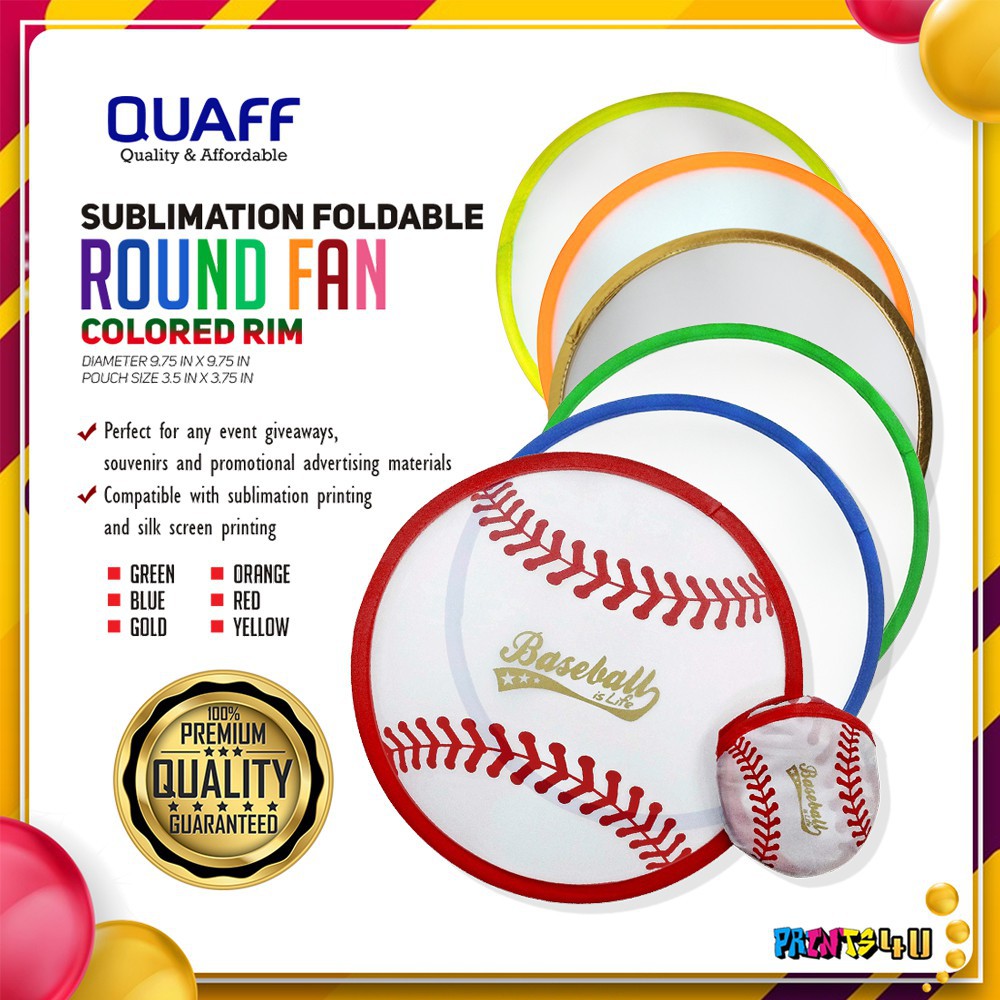sublimation foldable round fan colored rim | Shopee Philippines