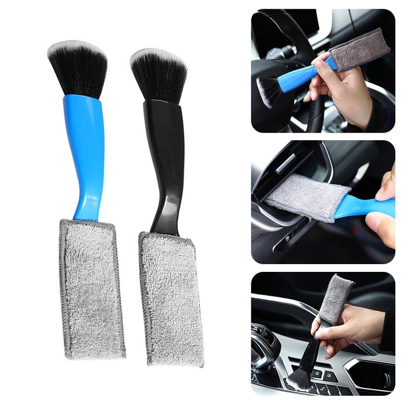 1Pc Car Air Vent Double Head Brushes Conditioner Grille Duster Wipe ...