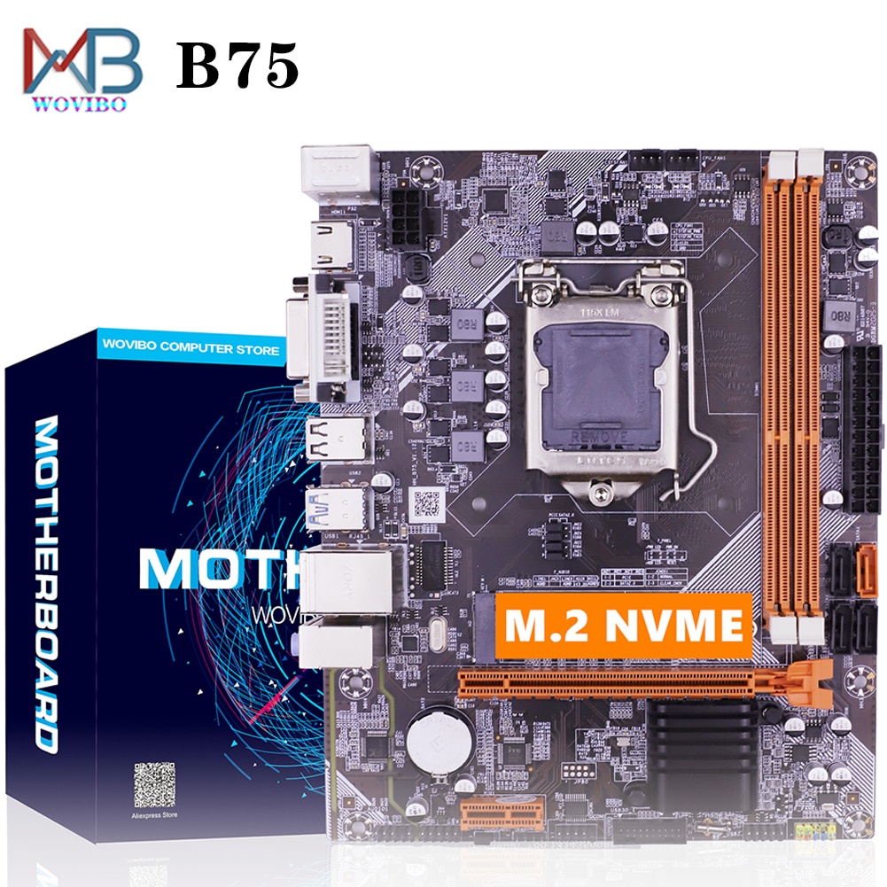 Computer Motherboard B75 LGA 1155 M.2 NVME USB 3.0 SATA III Mainboard ...