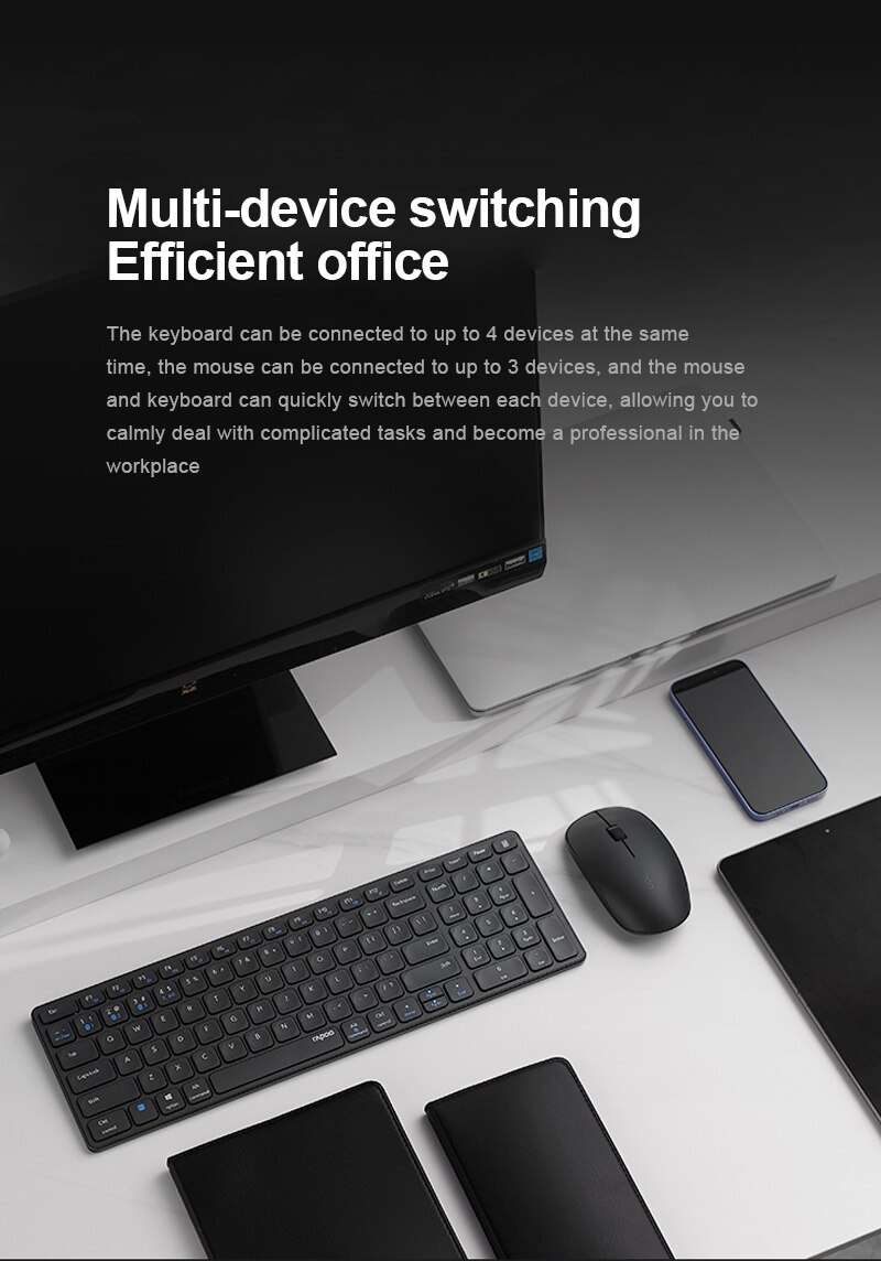 [NEW MODEL] RAPOO 9350M Wireless Keyboaard and Mouse Set Rechargeable ...