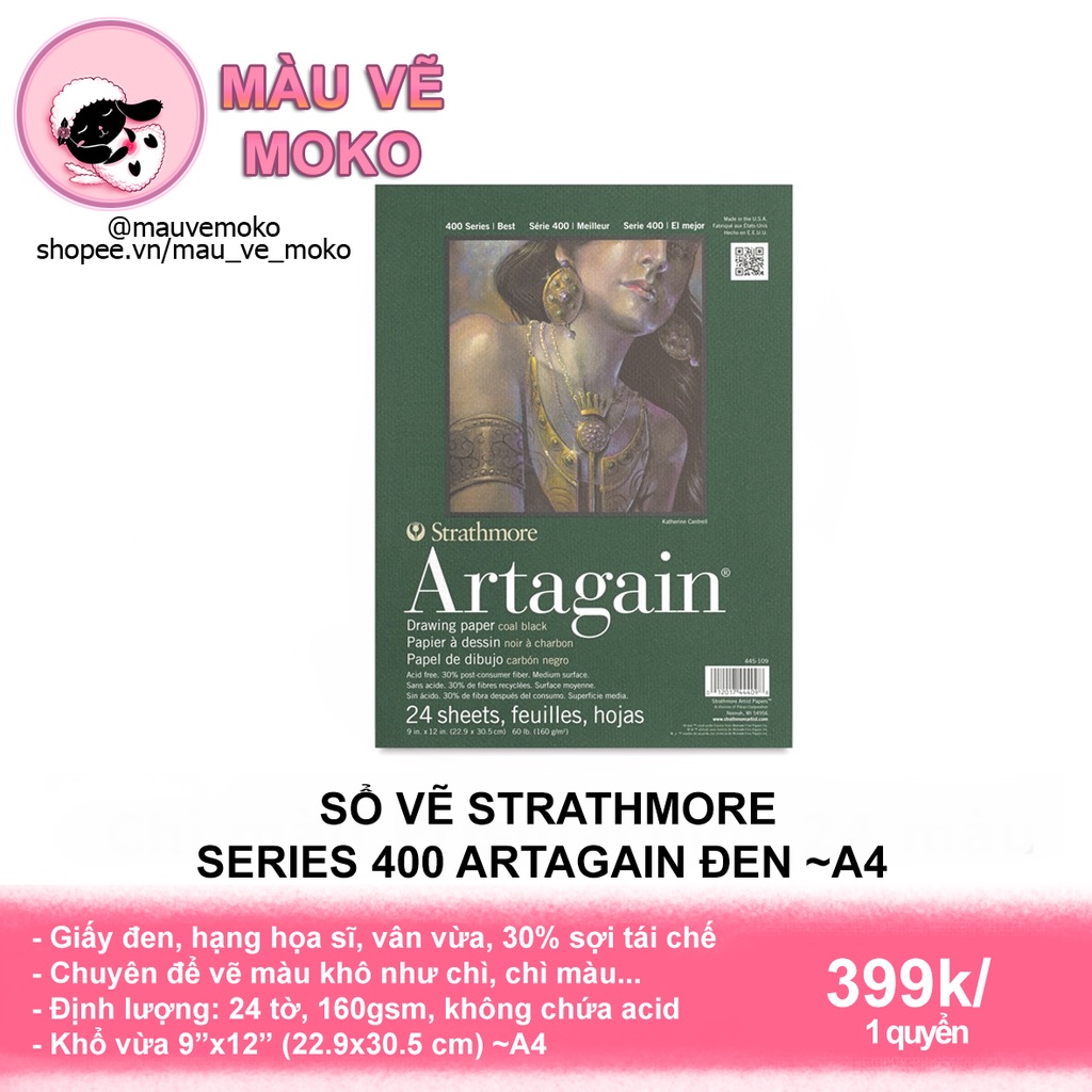 Strathmore series 400 Artagain black paper drawing book size 9x12 ...