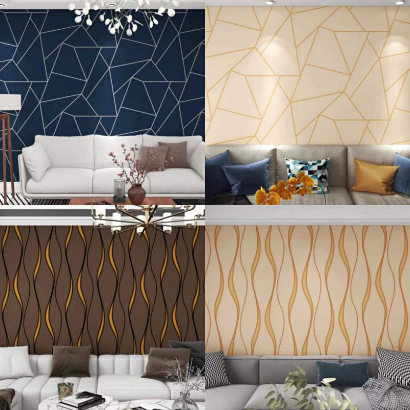 JT5 3D Geometrical line Wallpaper PVC Self Adhesive Waterproof Sticker ...