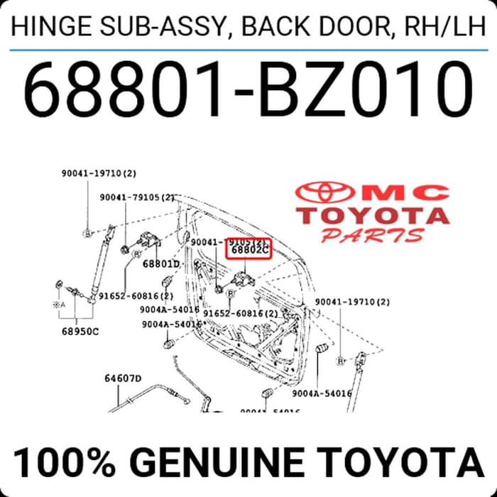 Luggage Door Hinges Hinge Assy Back Door Avanza Xenia Old 68801-BZ010 ...