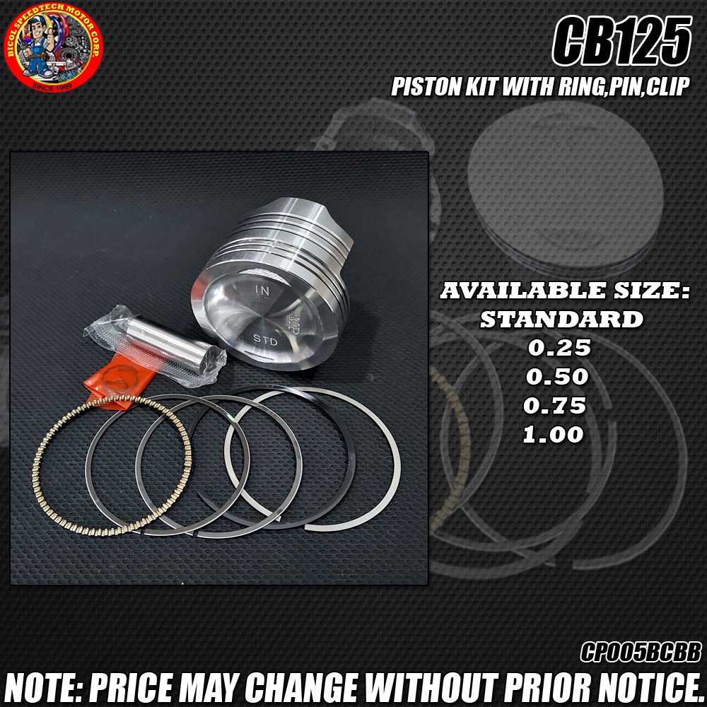 CB125 PISTON KIT WITH RING, PIN, CLIP (CP005BCBB) | Shopee Philippines
