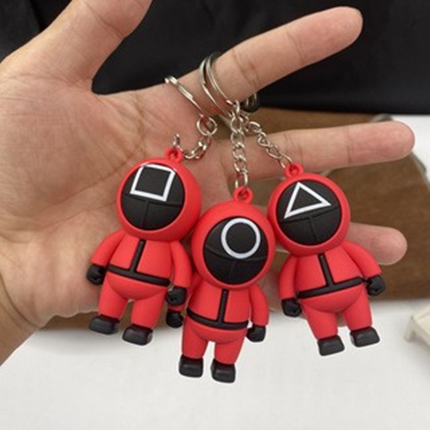 TM Squid Game Key Ring Keychain Car Backpack Pendant Red Guard Staff ...