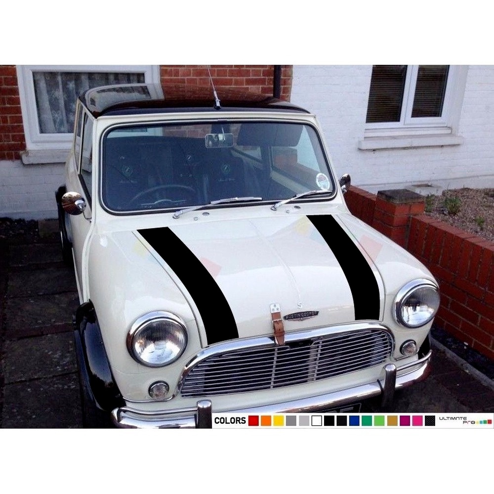 Sticker Decal light Stripe kit for Classic mini john cooper bonnet hood ...