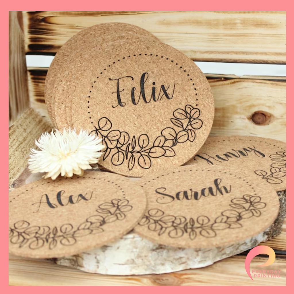 Laser Engraved Cork Coaster - Personalized Circle or Square Cork ...