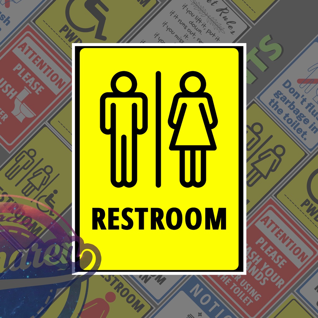 Bathroom CR Restroom Toilet Laminated Sign Board A4 Signage Waterproof ...