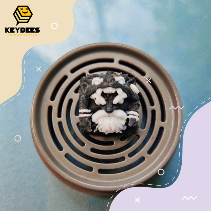 Handmade resin mechanical keyboard buttons Viking Keycap Black-White ...