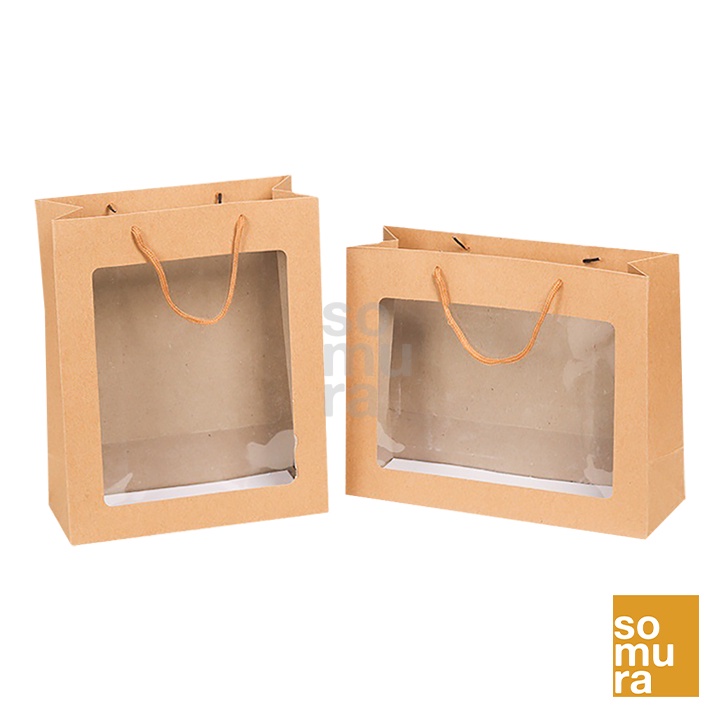 Kraft Plain Paper Bags with Handle and Transparent Window (SSC886 ...