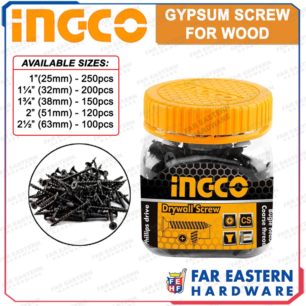 INGCO Gypsum Screw for Wood Drywall Black Phillips Screws INHT | Shopee ...