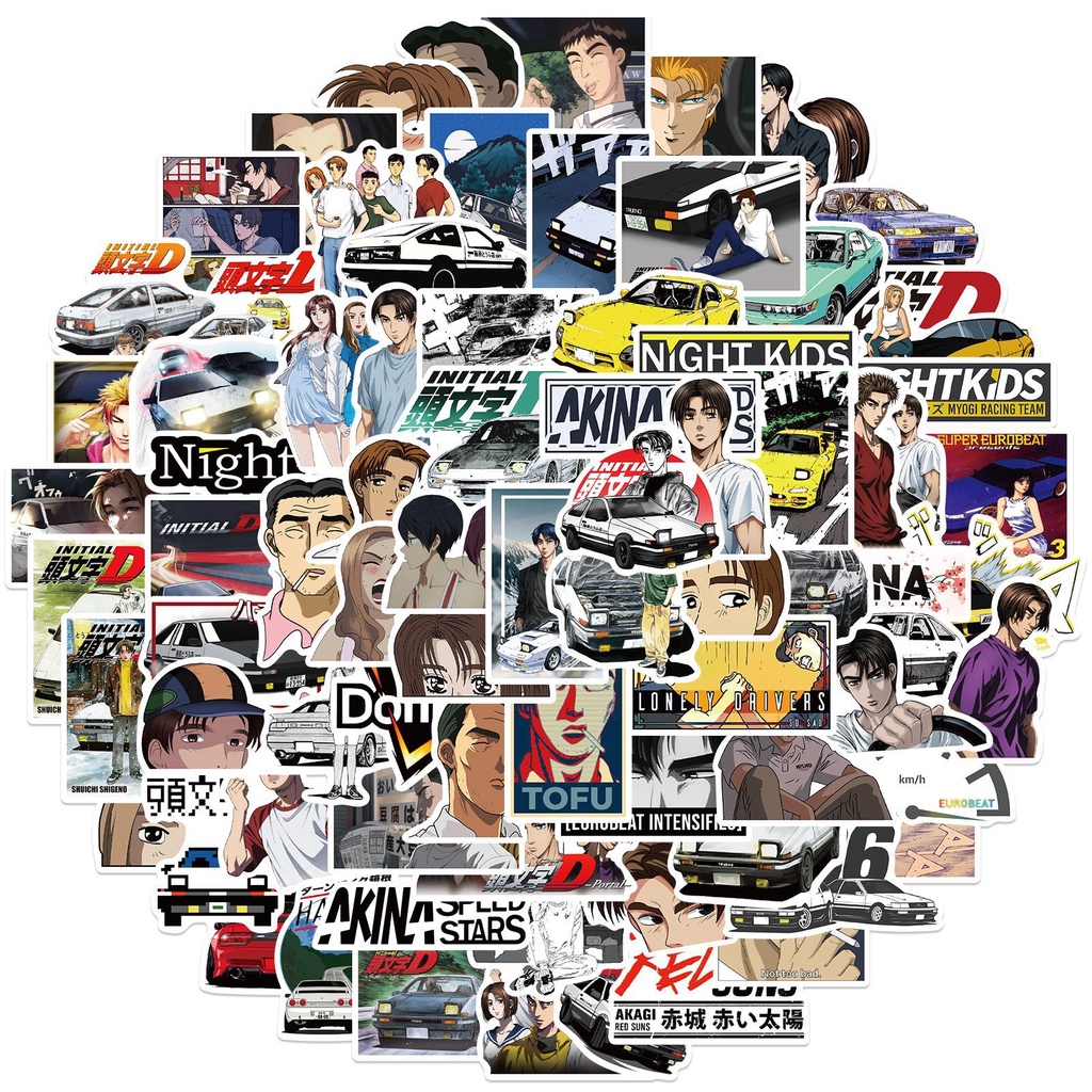100Pcs/Set Initial D Series A Stickers Anime Speed Star Fujiwara Takumi ...