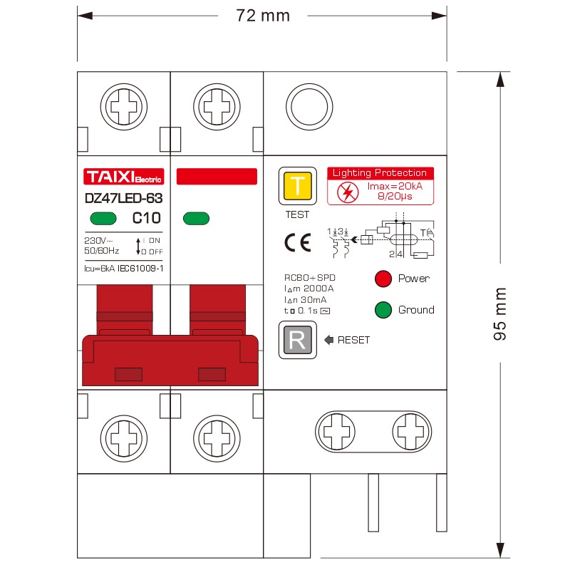 DZ47LE RCBO with SPD Lightning protection Residual current circuit breaker with surge protector ...