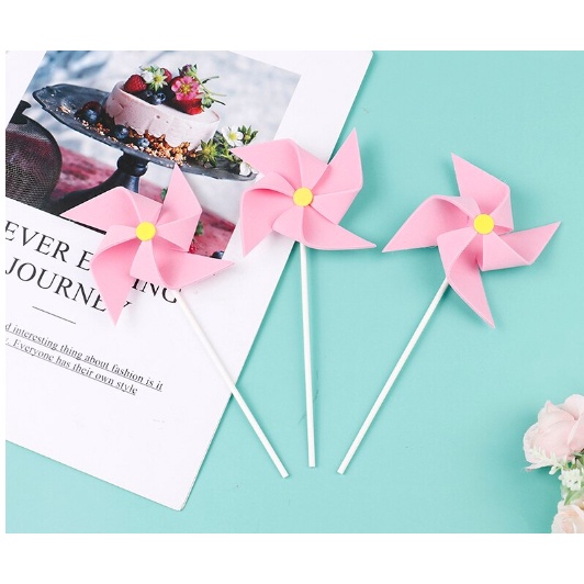 3pcs Colorful Windmill Birthday Cake Topper Mini Windmill Inserted Card ...