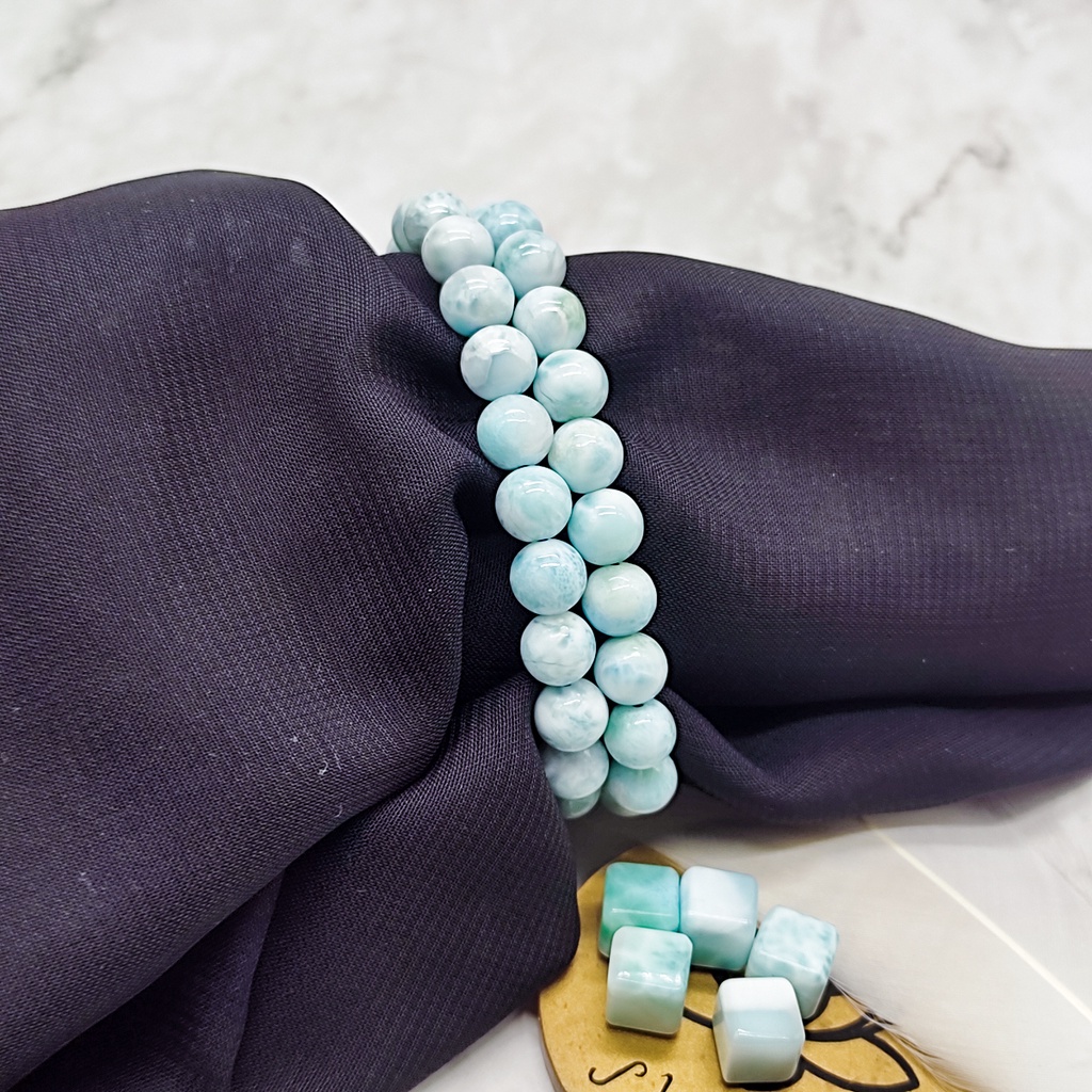 Larimar Bracelet (Atlantis Stone) Crystal Bracelet 16 cm Elastic Beaded ...