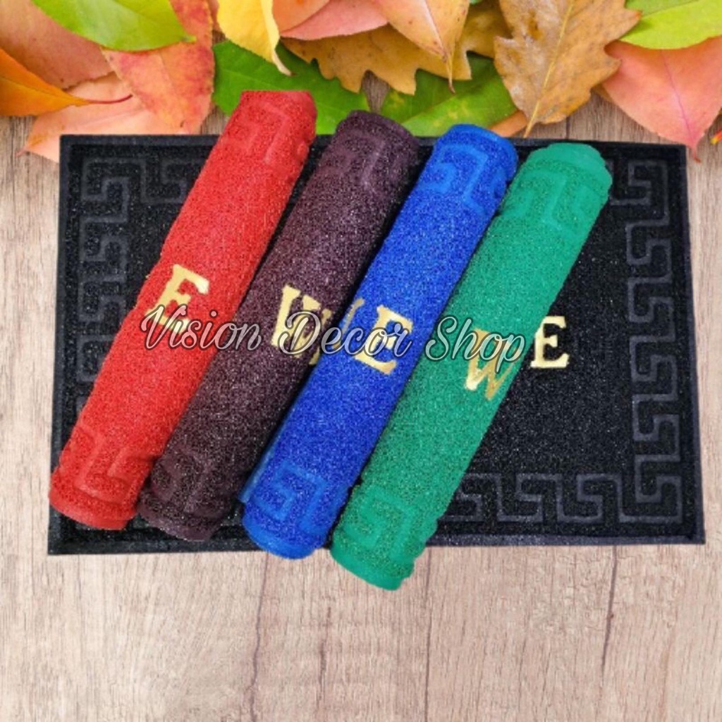 Soft Square Rubber Spaghetti Welcome Rug Doormat with Border (40*60cm ...